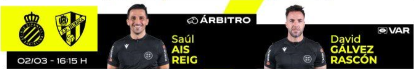 ÁRBITROS | Saúl Ais Reig será el encargado de dirigir el Espanyol - Huesca